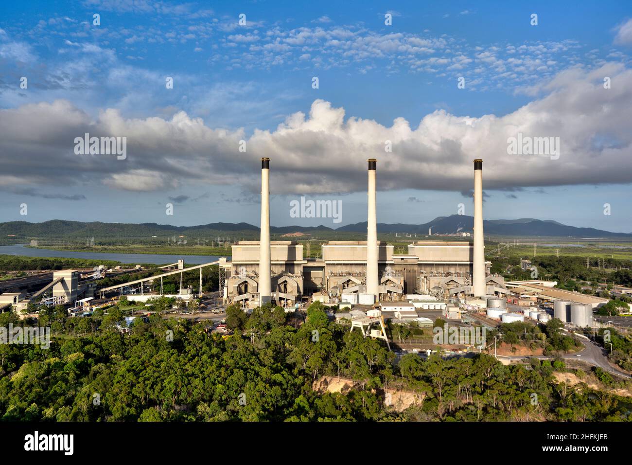 Aerial of Queensland’s largest single coal fired power station in ...