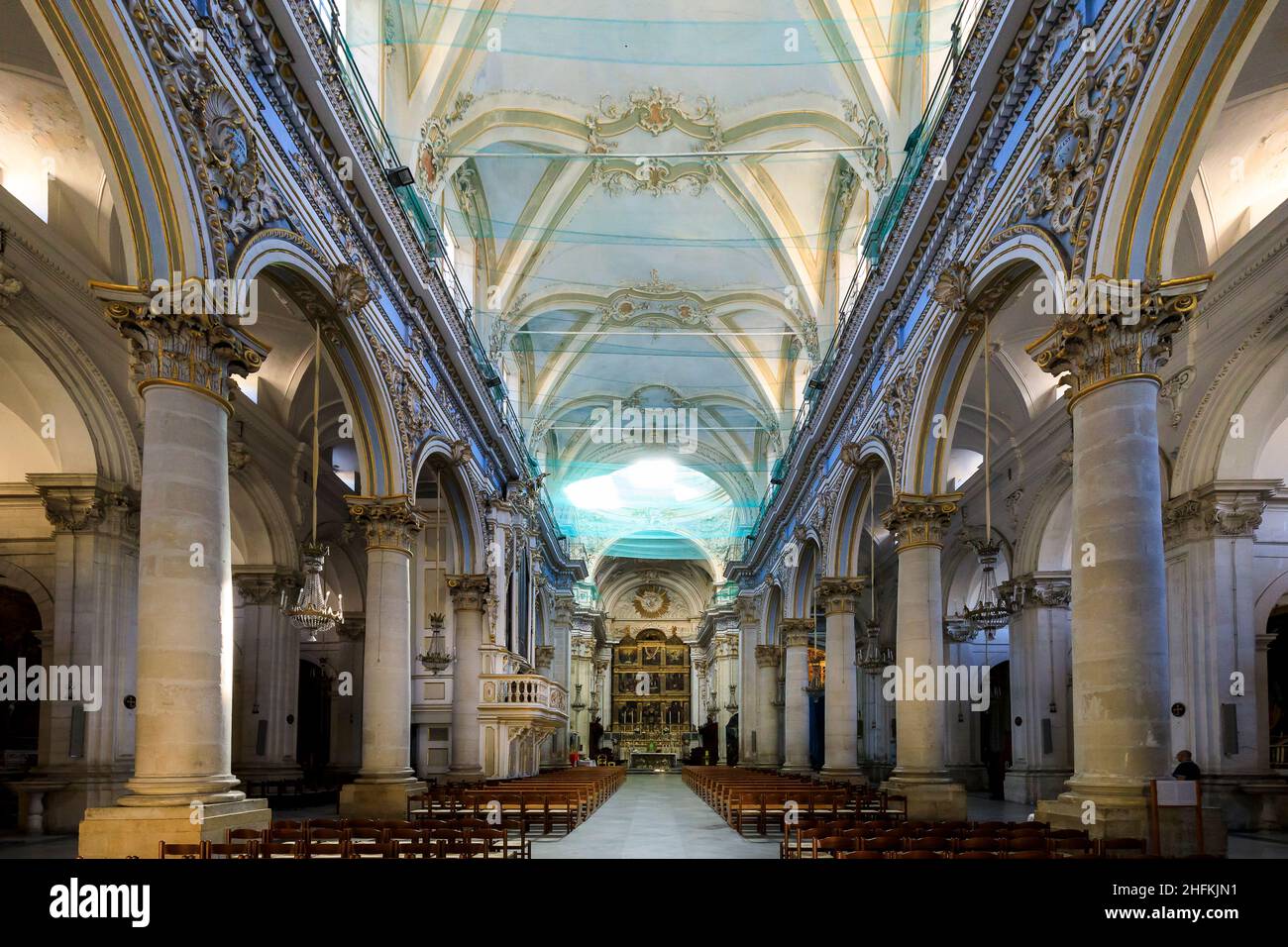 Interior of Cathedral of St George, Modica, Sicily, Italy Stock Photo ...