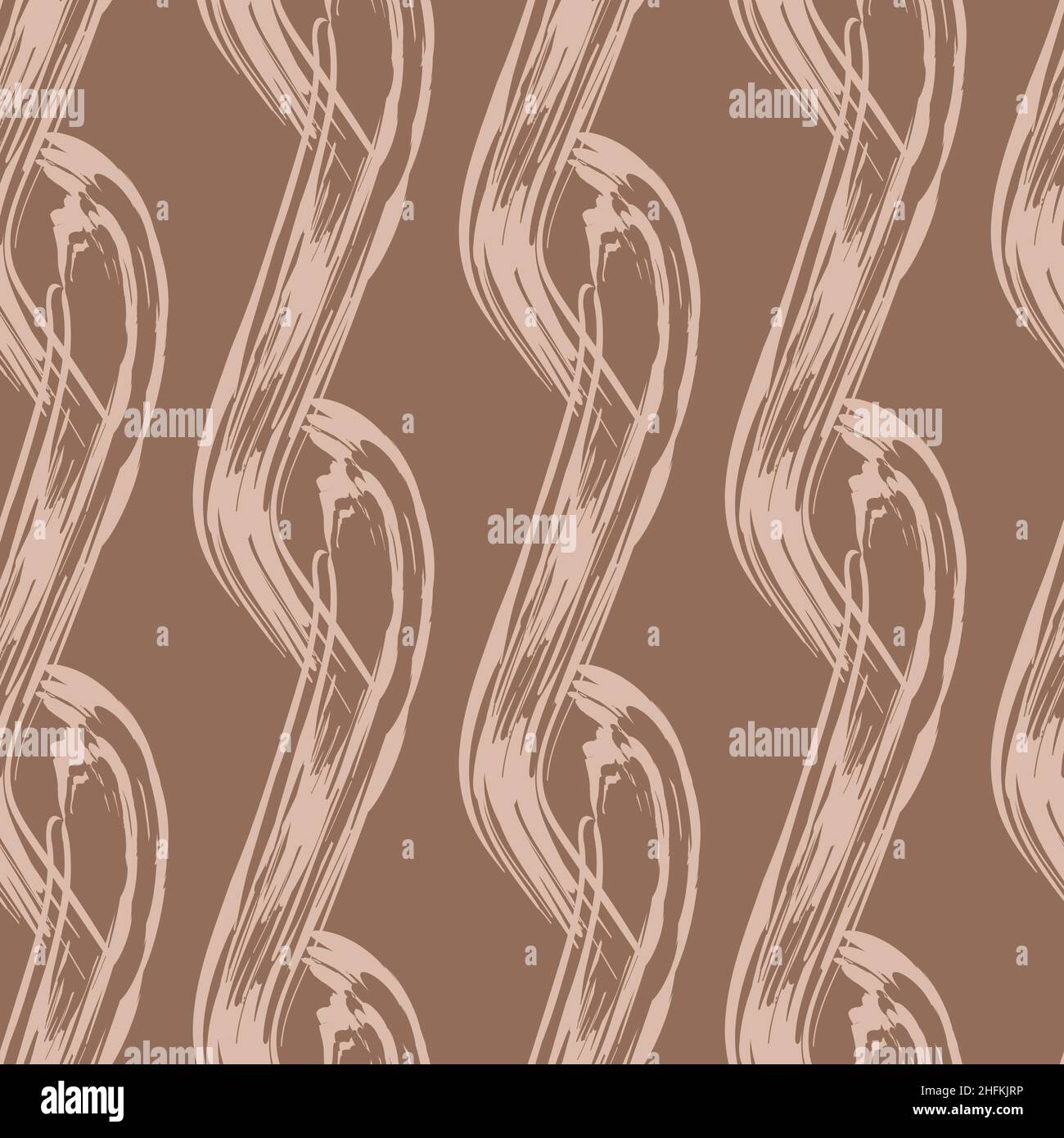 Vector painted wavy loop seamless pattern. Hand drawn earthy neutral ...