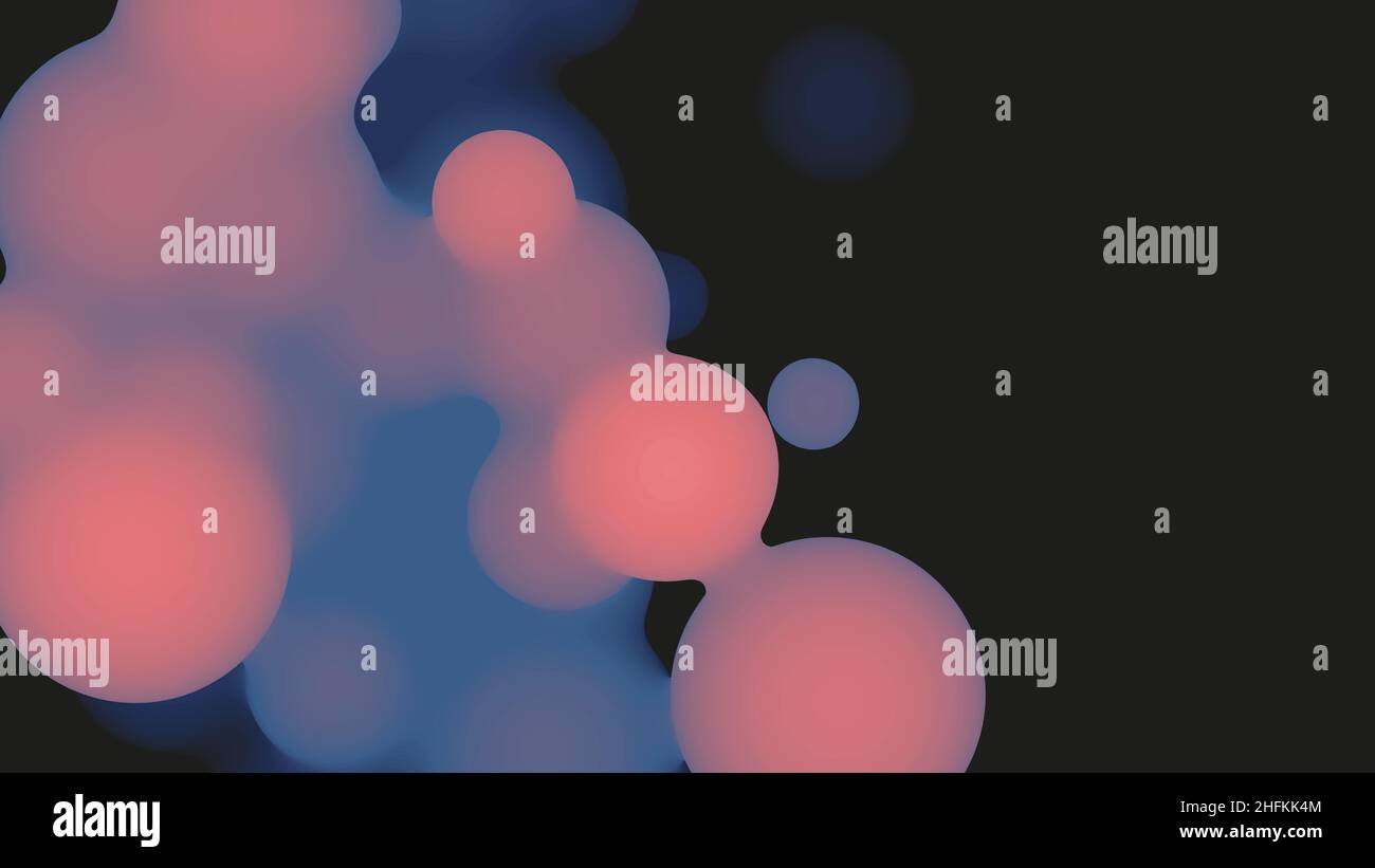 Abstract 3d fluid metaball shape with violet balls. Synthwave liquid ...