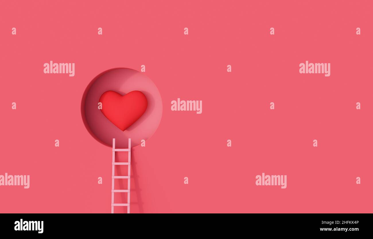 Ladders lead to the heart. The path of love concept. Valentine's day ...