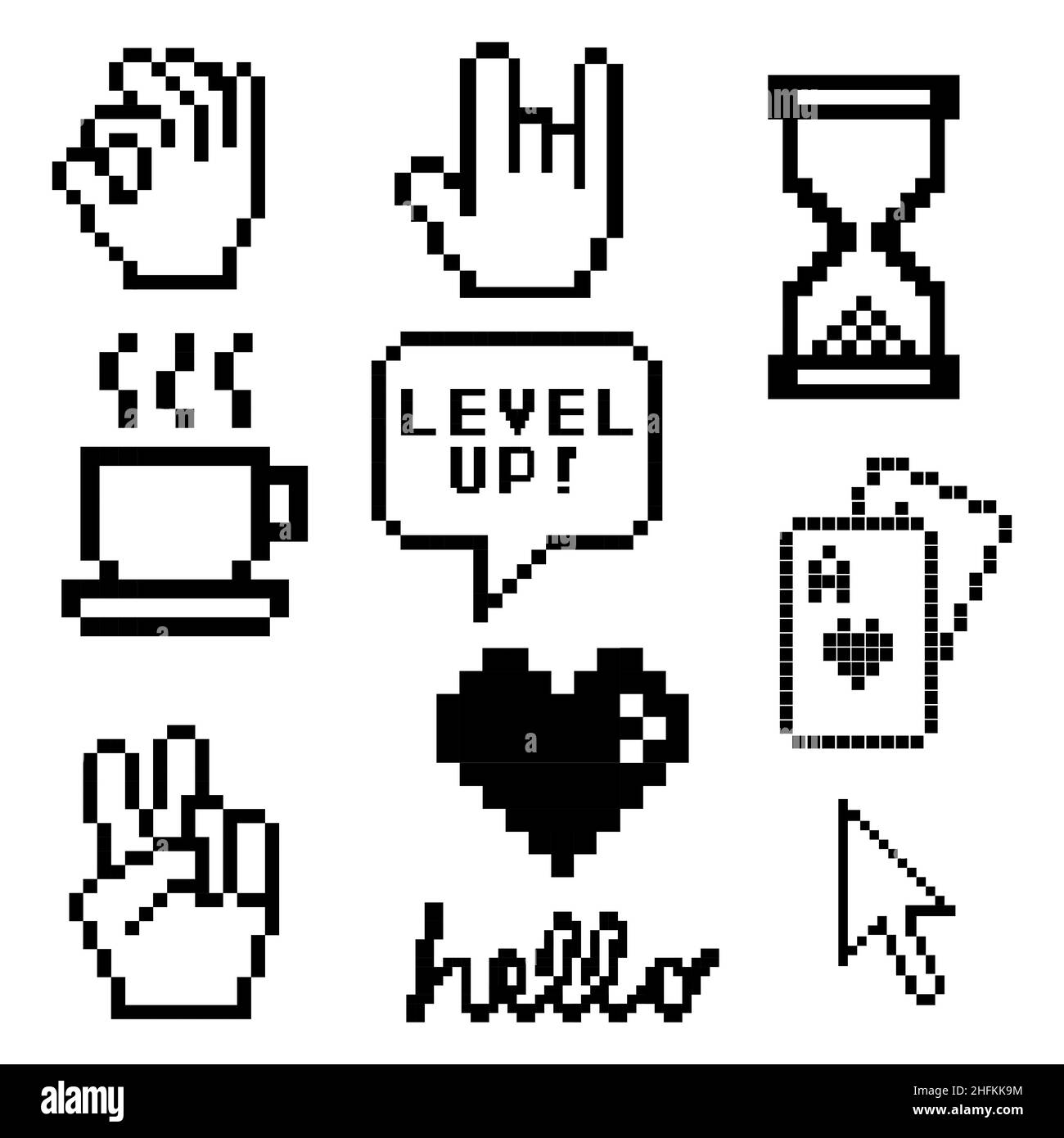 8 bit icons Black and White Stock Photos & Images - Alamy