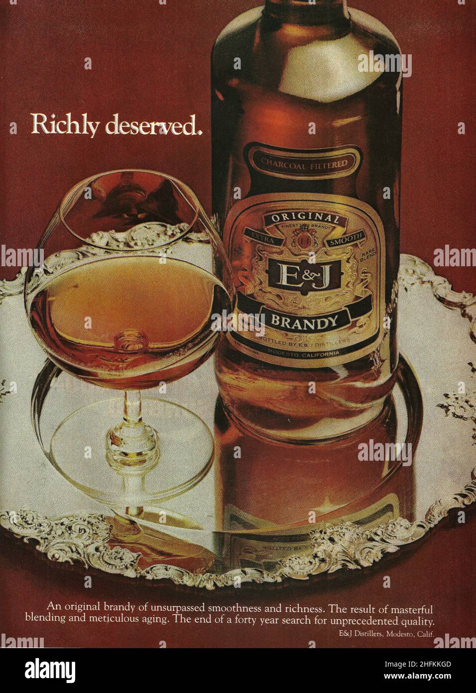 E&J brandy vintage advert advertisement ad 1970s 1980s Stock Photo - Alamy