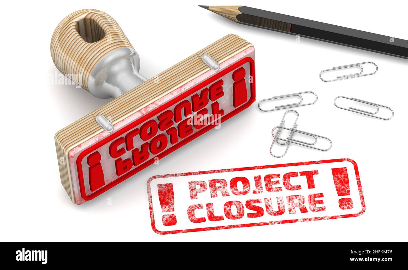 Project closure. The stamp and an imprint. The stamp and red imprint ...