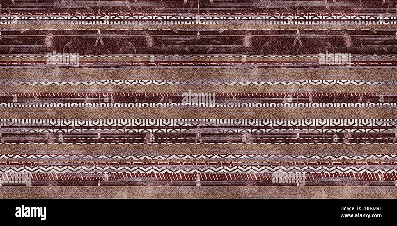 Seamless tribal ethnic stripe grungy border surface pattern design for ...