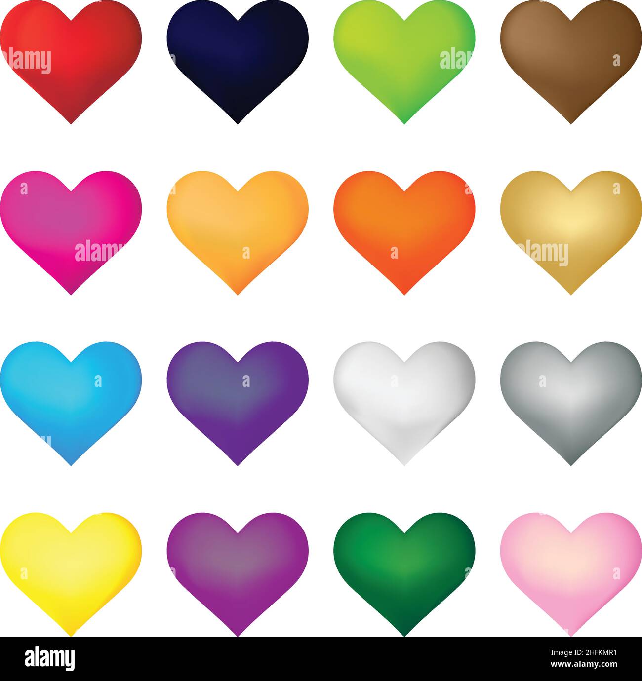 3d multi-colored Hearts vector isolated on white background. Colorful ...