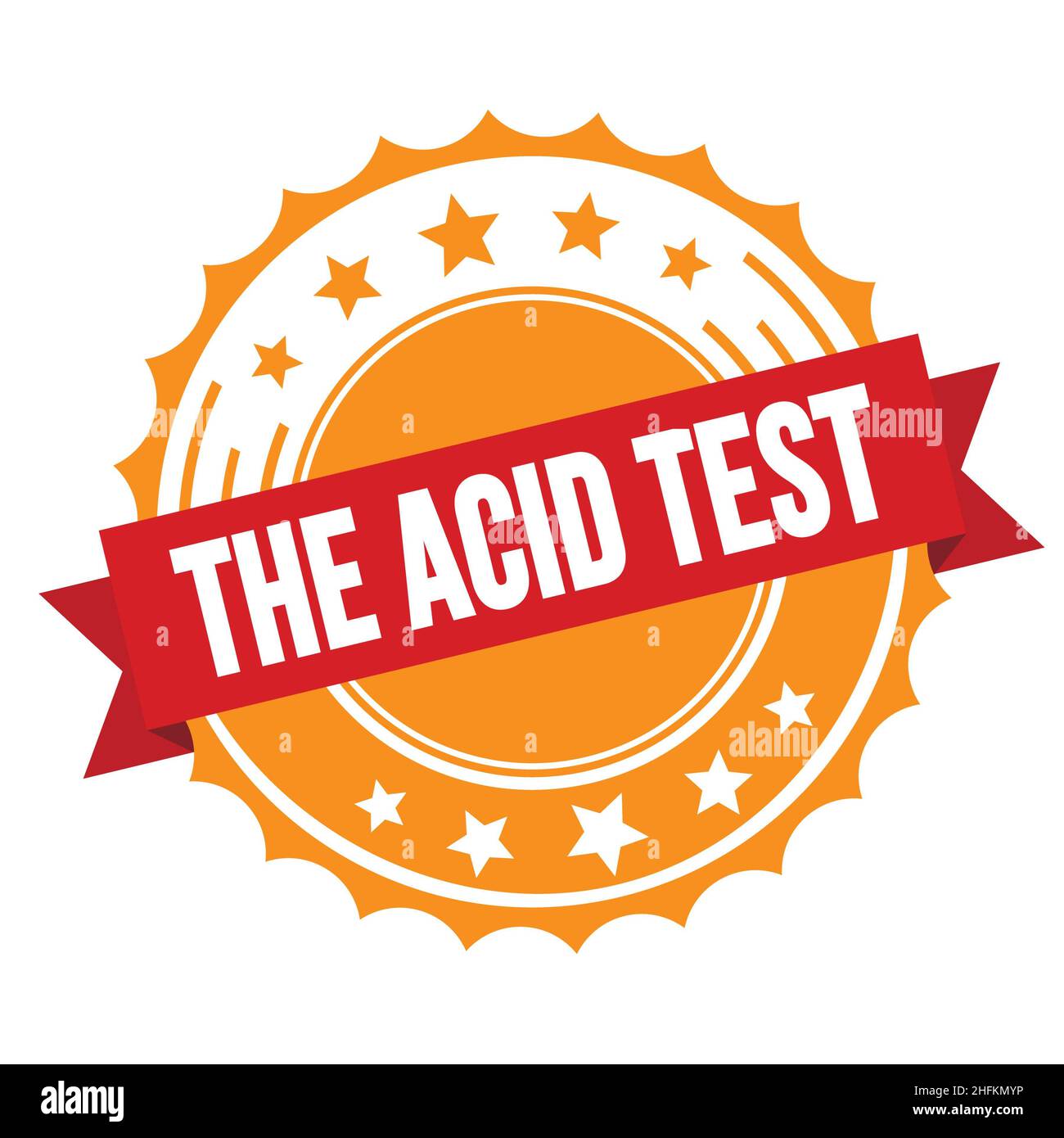 THE ACID TEST text on red orange ribbon badge stamp Stock Photo - Alamy