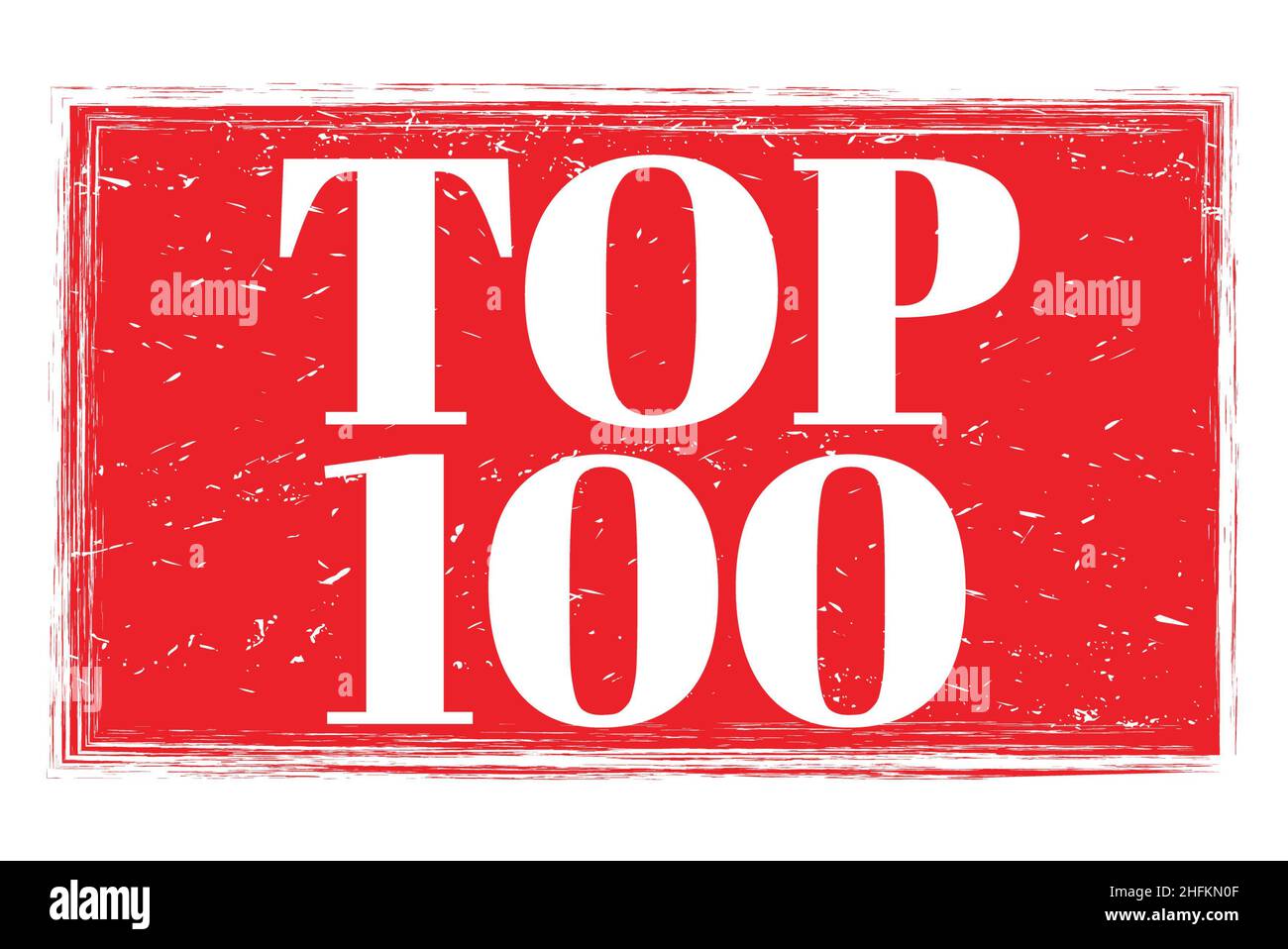 TOP 100, words written on red grungy stamp sign Stock Photo - Alamy