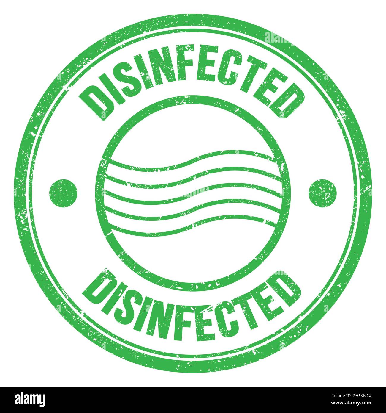 DISINFECTED word written on green round postal stamp sign Stock Photo ...