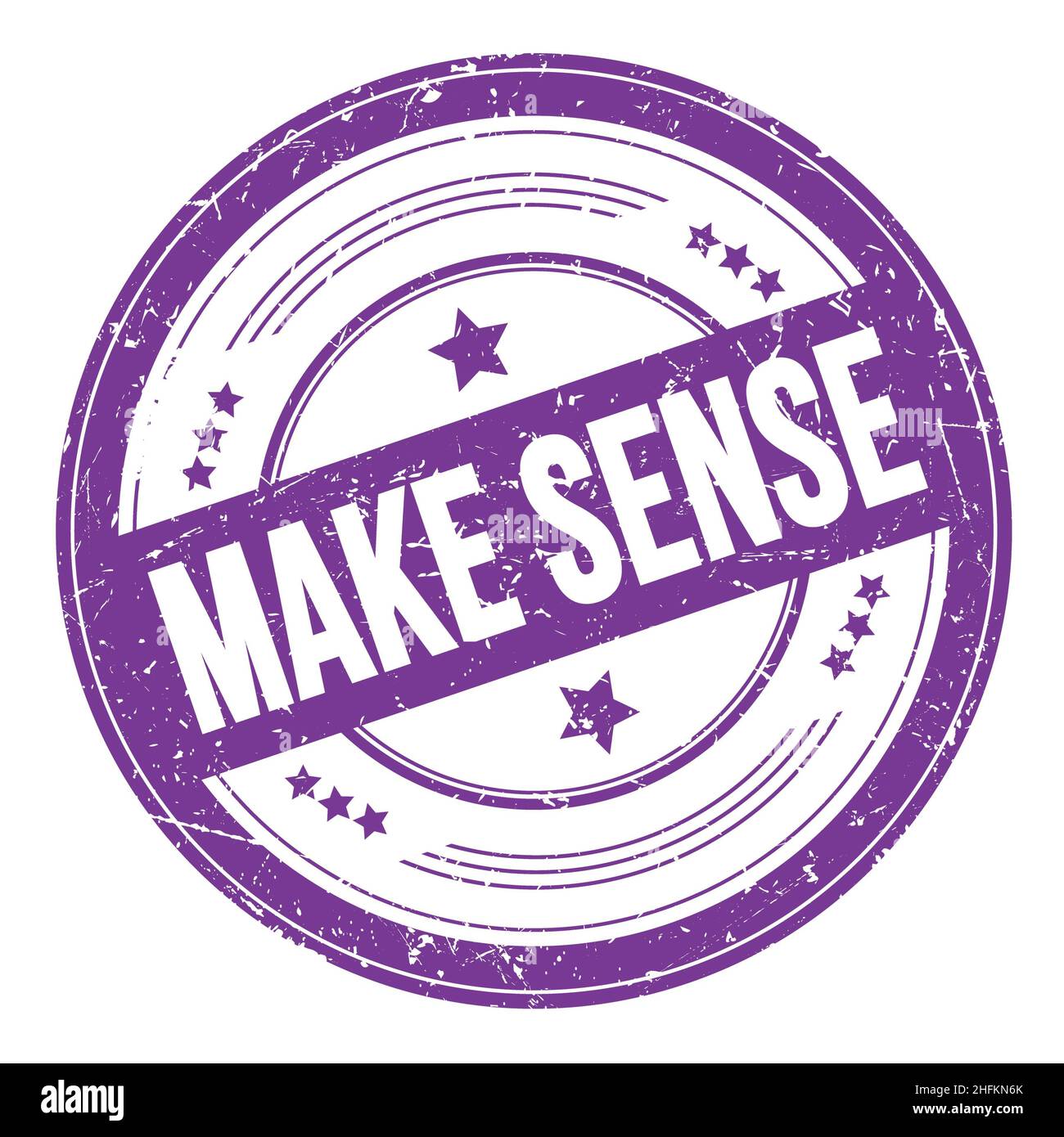 MAKE SENSE text on violet indigo round grungy texture stamp Stock Photo ...