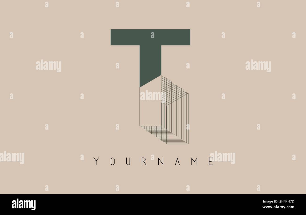 Wireframe T Letter Logo Design in two colors. Creative vector ...