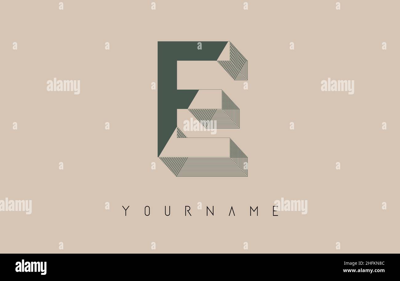 Wireframe E Letter Logo Design in two colors. Creative vector ...