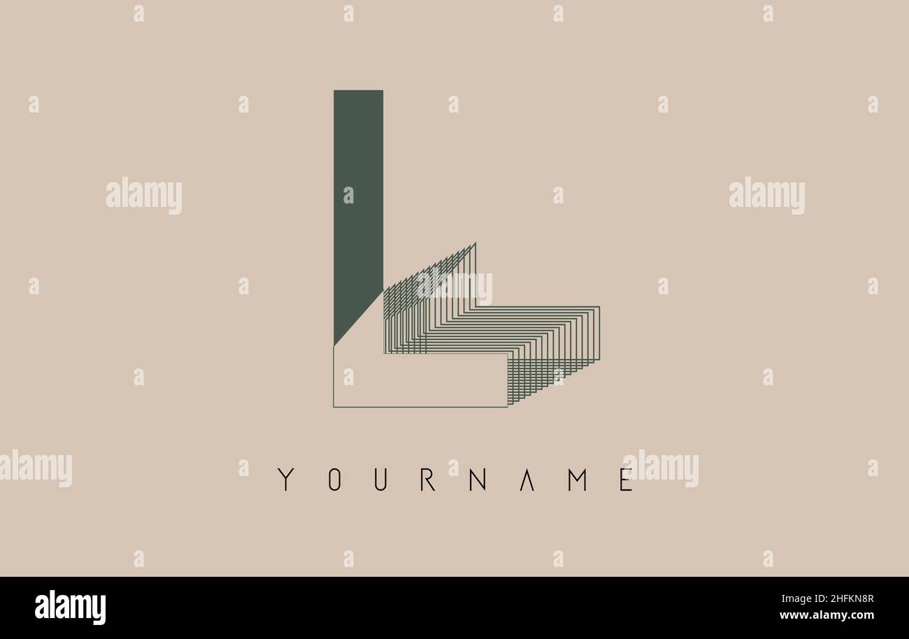 Wireframe L Letter Logo Design in two colors. Creative vector ...