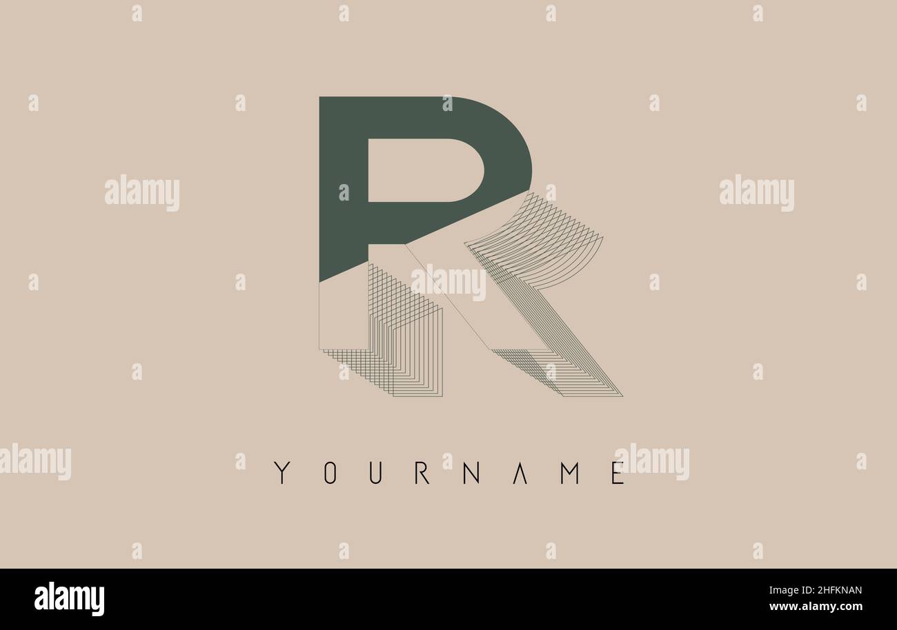 Wireframe R Letter Logo Design in two colors. Creative vector ...