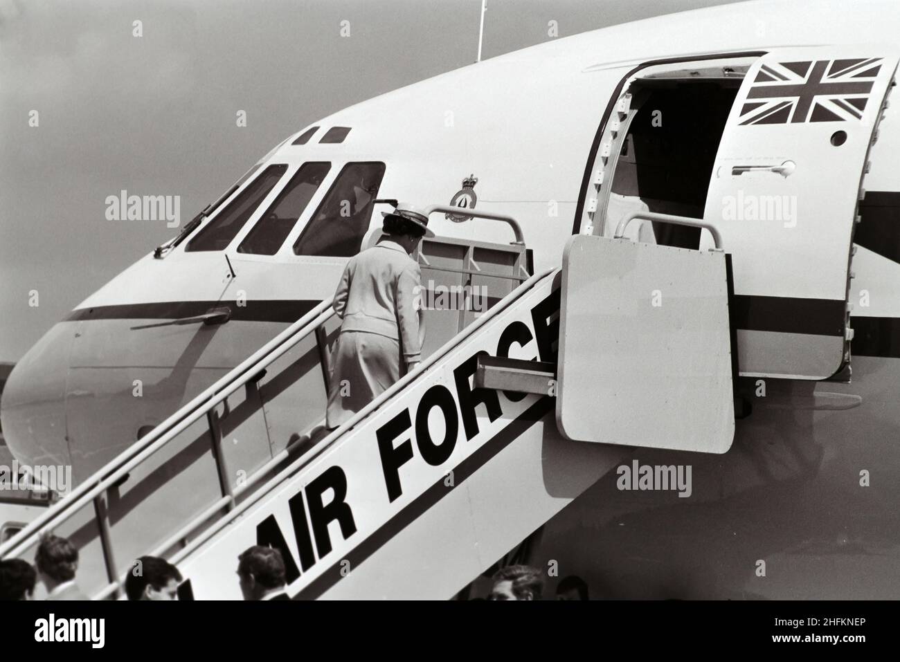 Queen Elizabeth II boarding her Royal Flight May 1986 at Heathrow ...
