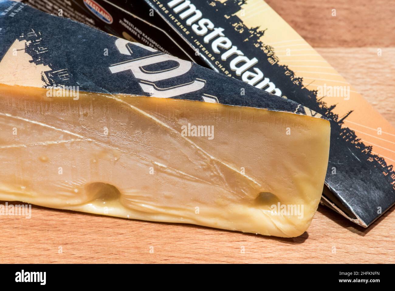 Traditional Dutch cheese, 'Old Amsterdam', made from Dutch meadow milk ...