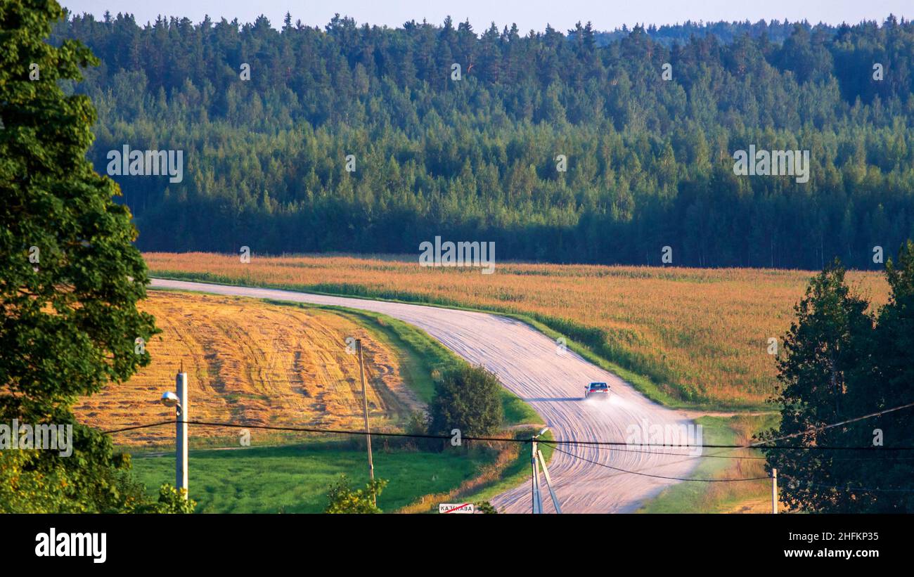 Automobile drives road among trees hi-res stock photography and images ...