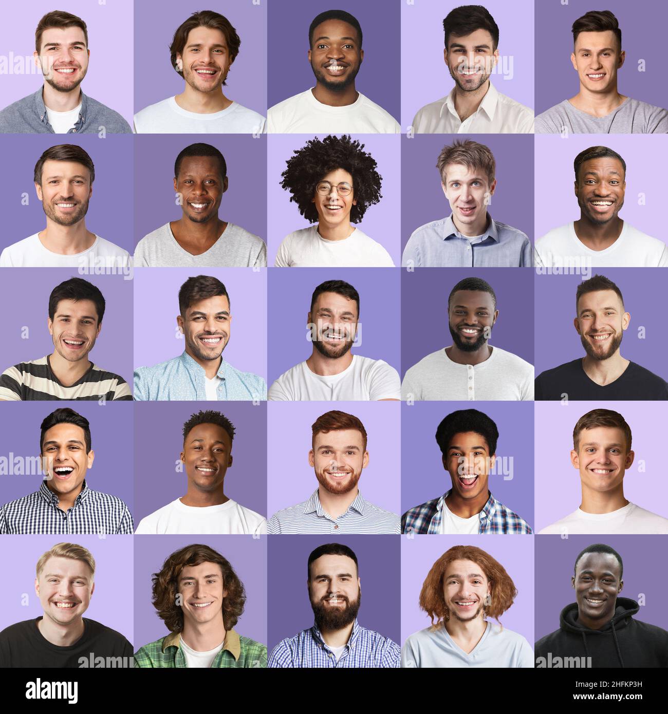 Set of portraits of diverse smiling guys Stock Photo - Alamy