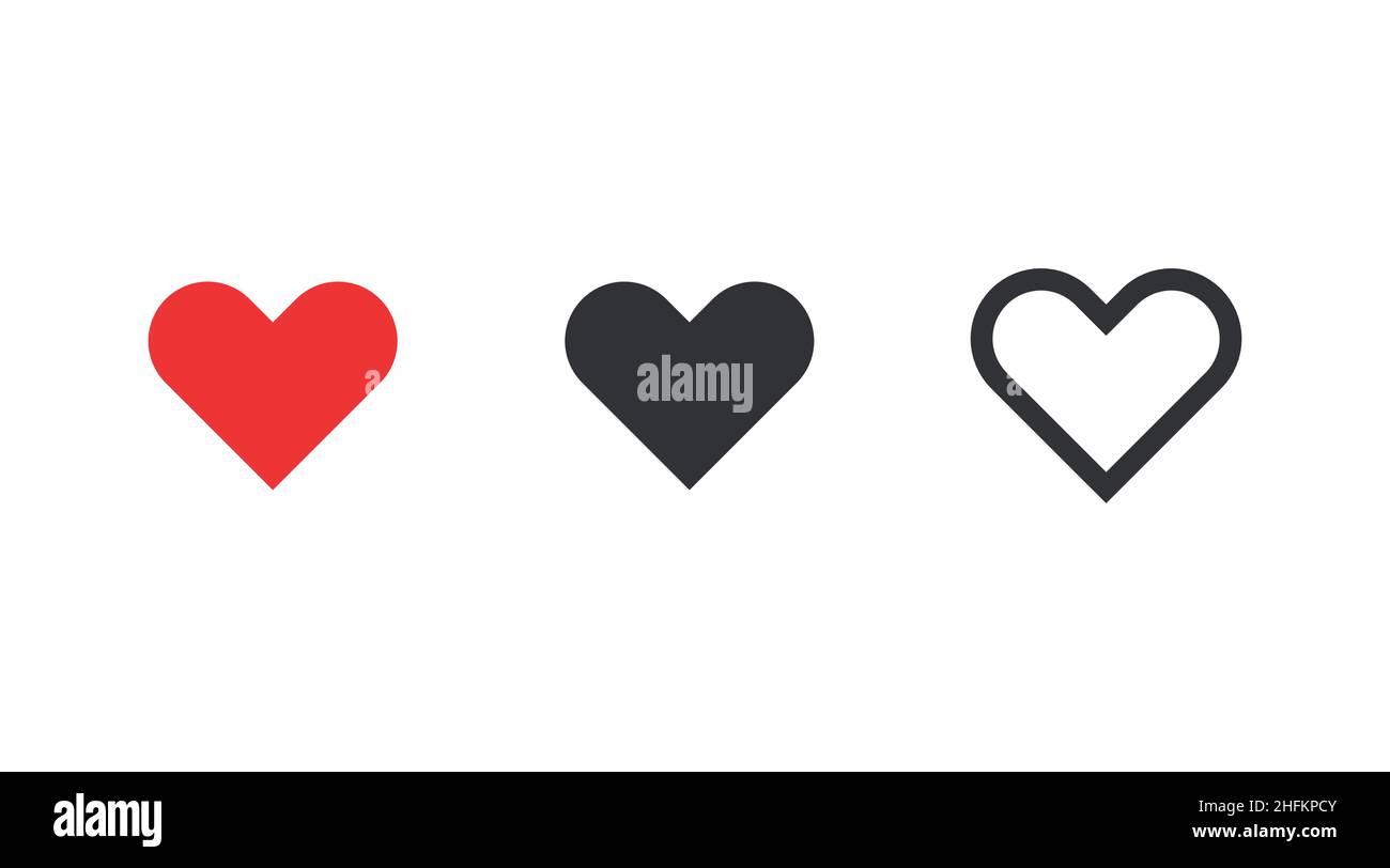 Heart icon set. Vector simple heart shape variations Stock Vector Image ...