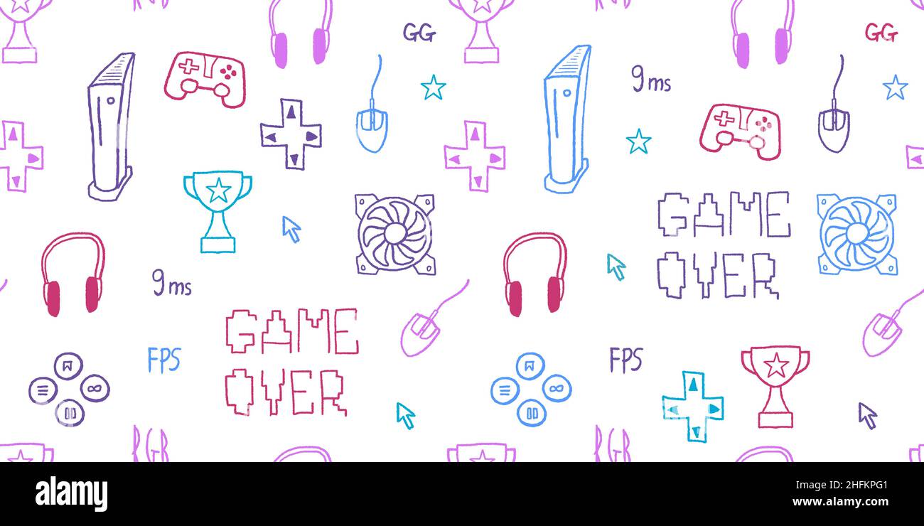 Gaming vector seamless pattern. Video game concept vector illustration ...