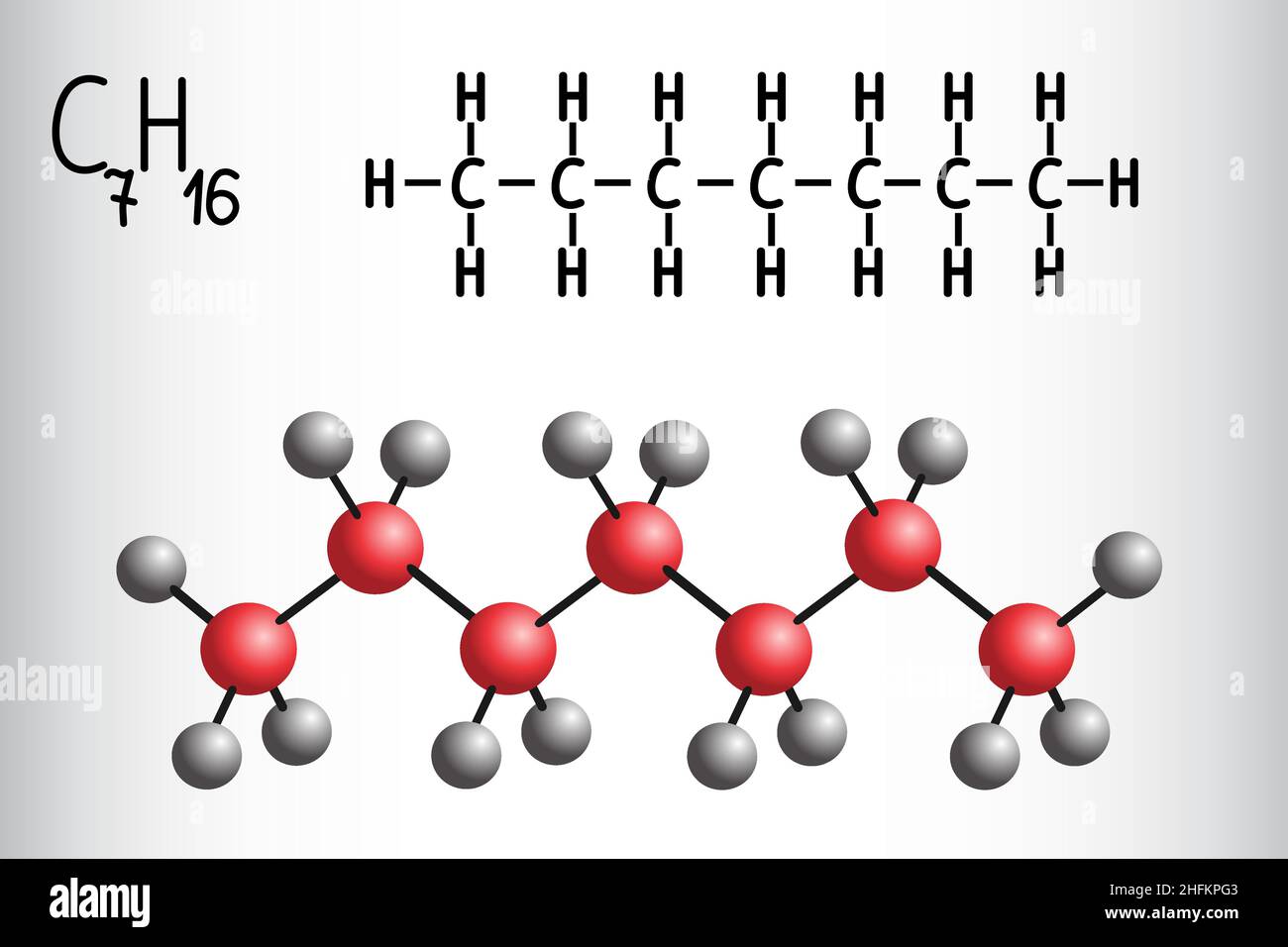 Chemical formula and molecule model of Heptane C7H16. Vector illustration Stock Vector Image ...