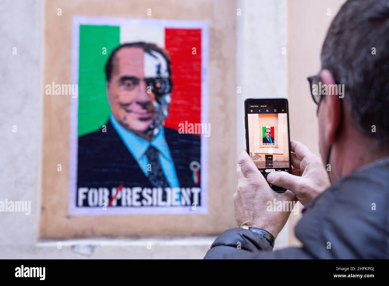 Rome, Italy. 17th Jan, 2022. View of the mural entitled ''Terminator B ...