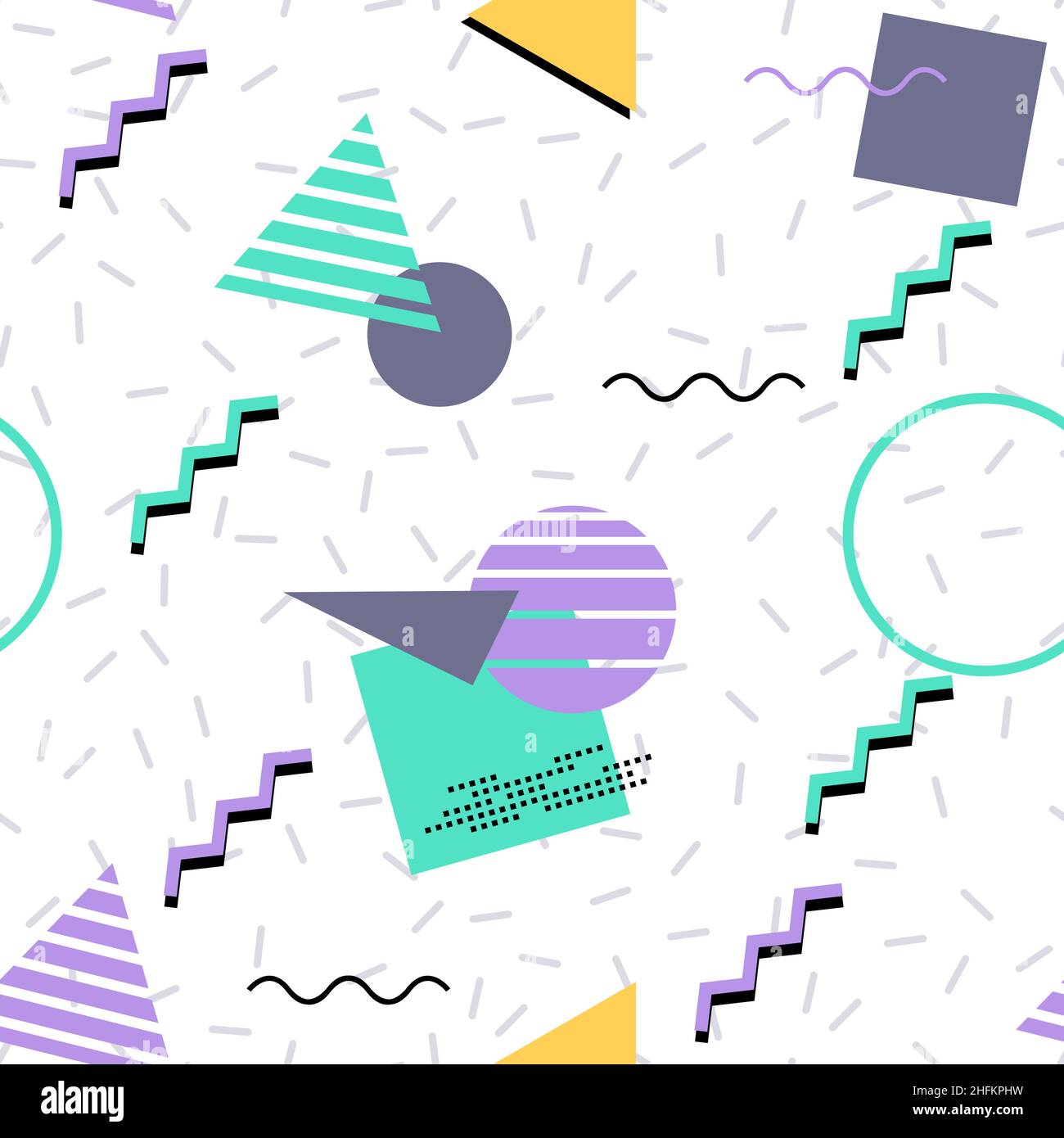 1990 pattern fashion print. 80s-90s Memphis style seamless vector ...