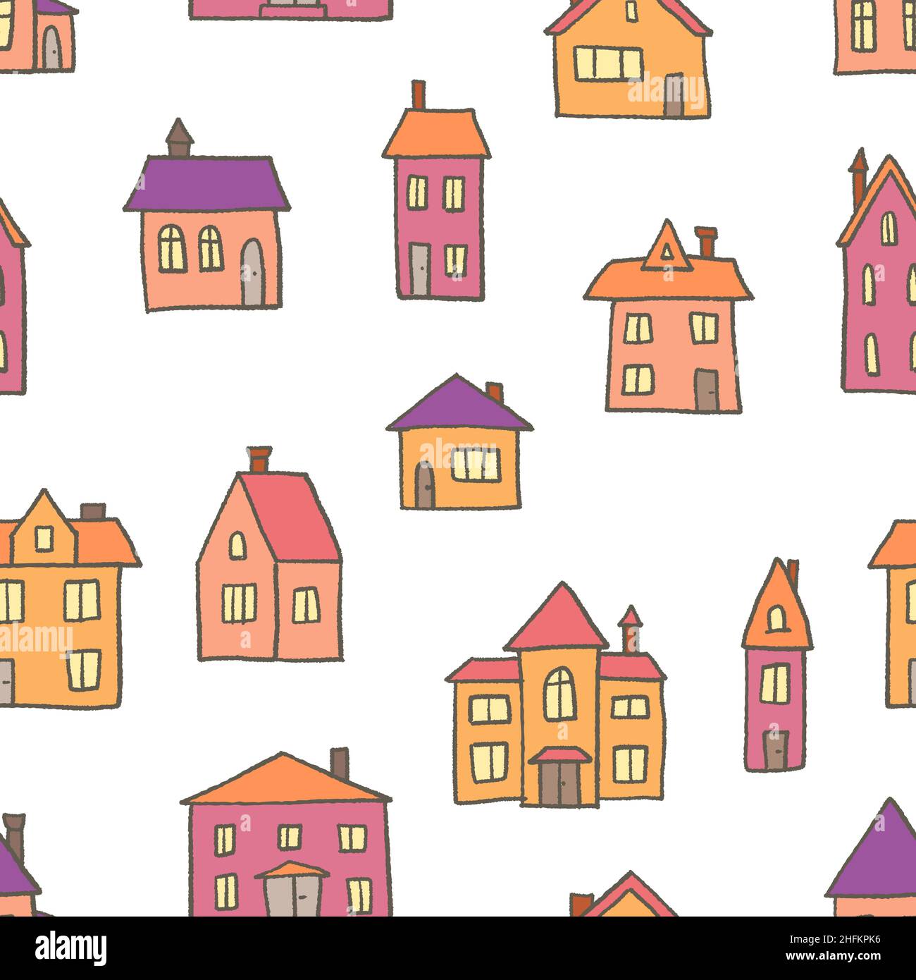 Town background. Seamless cute town vector pattern. European town Stock ...