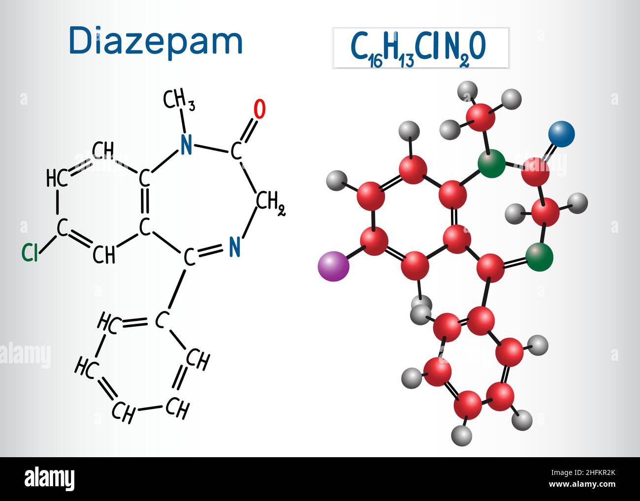 Diazepam ( Valium) molecule - structural chemical formula and model ...