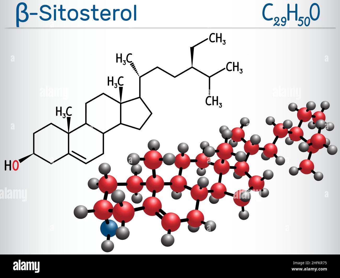Beta-sitosterol molecule. It is phytosterols (plant sterols) Structural ...