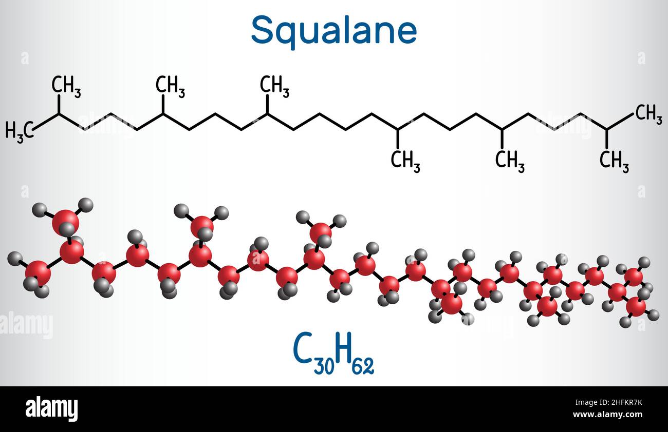 Squalane molecule. It is used in cosmetics as emollient and moisturizer ...