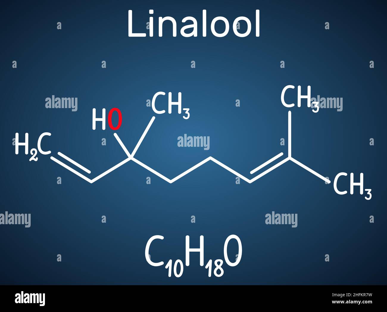 Linalool molecule. Structural chemical formula and molecule model on ...