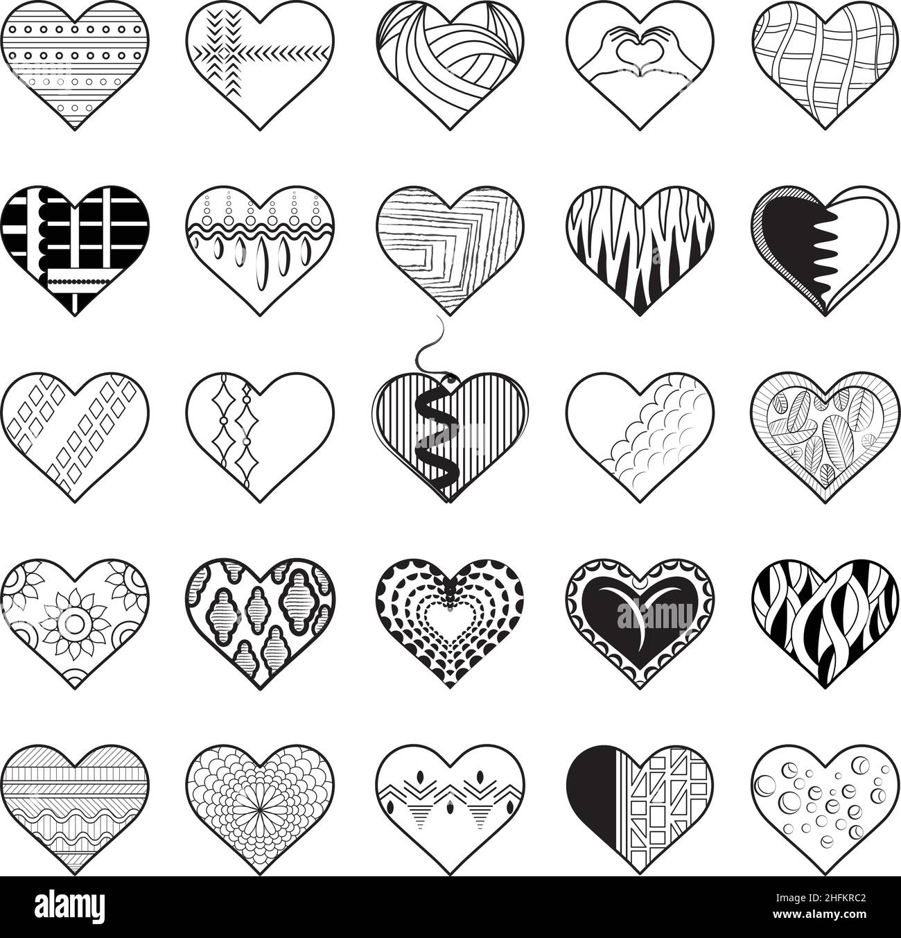 Set of Heart Icons 02, Different heart symbol and pattern pack, Love ...