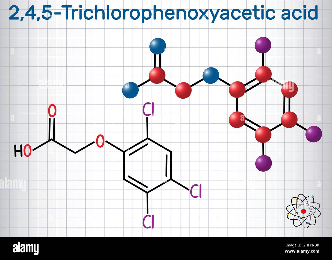 2 4 5 Trichlorophenoxyacetic Acid 2 4 5 T Molecule Sheet Of Paper In