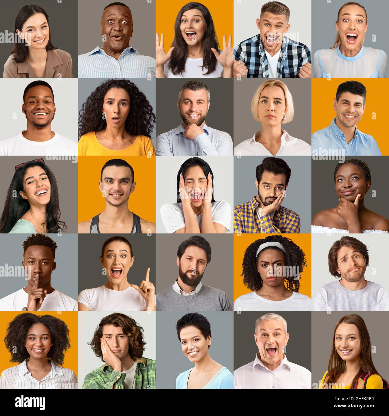 Human portraits collection with men and women of various ages and races ...