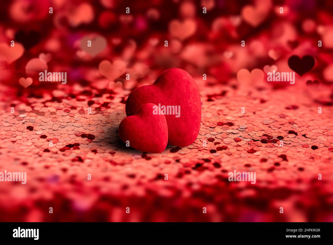 the symbol of love is two red hearts side by side on a red background ...