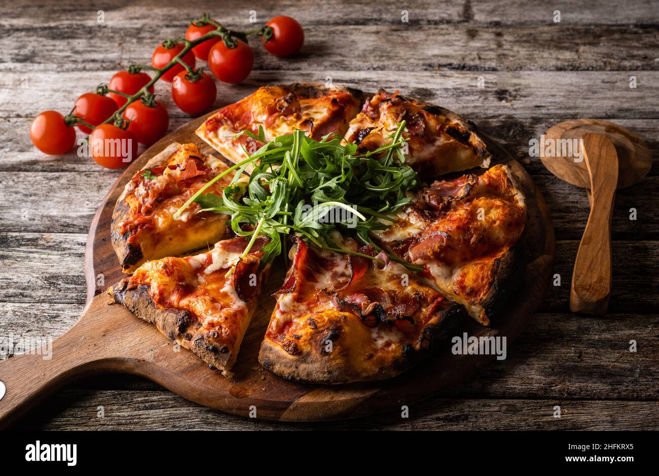 Wood-fired stone baked Pizza Stock Photo - Alamy