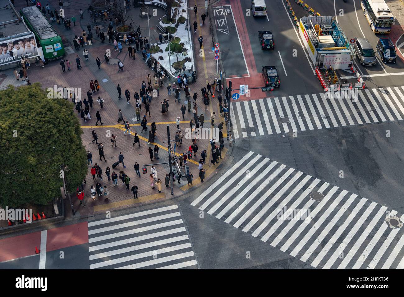 A picture of the Shibuya Crossing, as seen from above, in Tokyo Stock ...