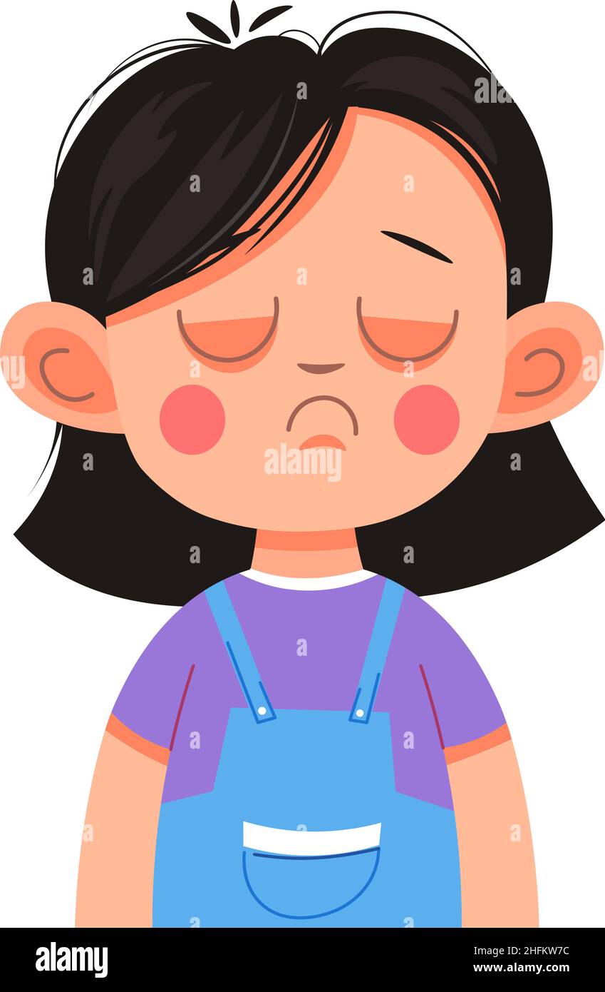 Sad or offended little girl with sad expression on face, isolated child ...