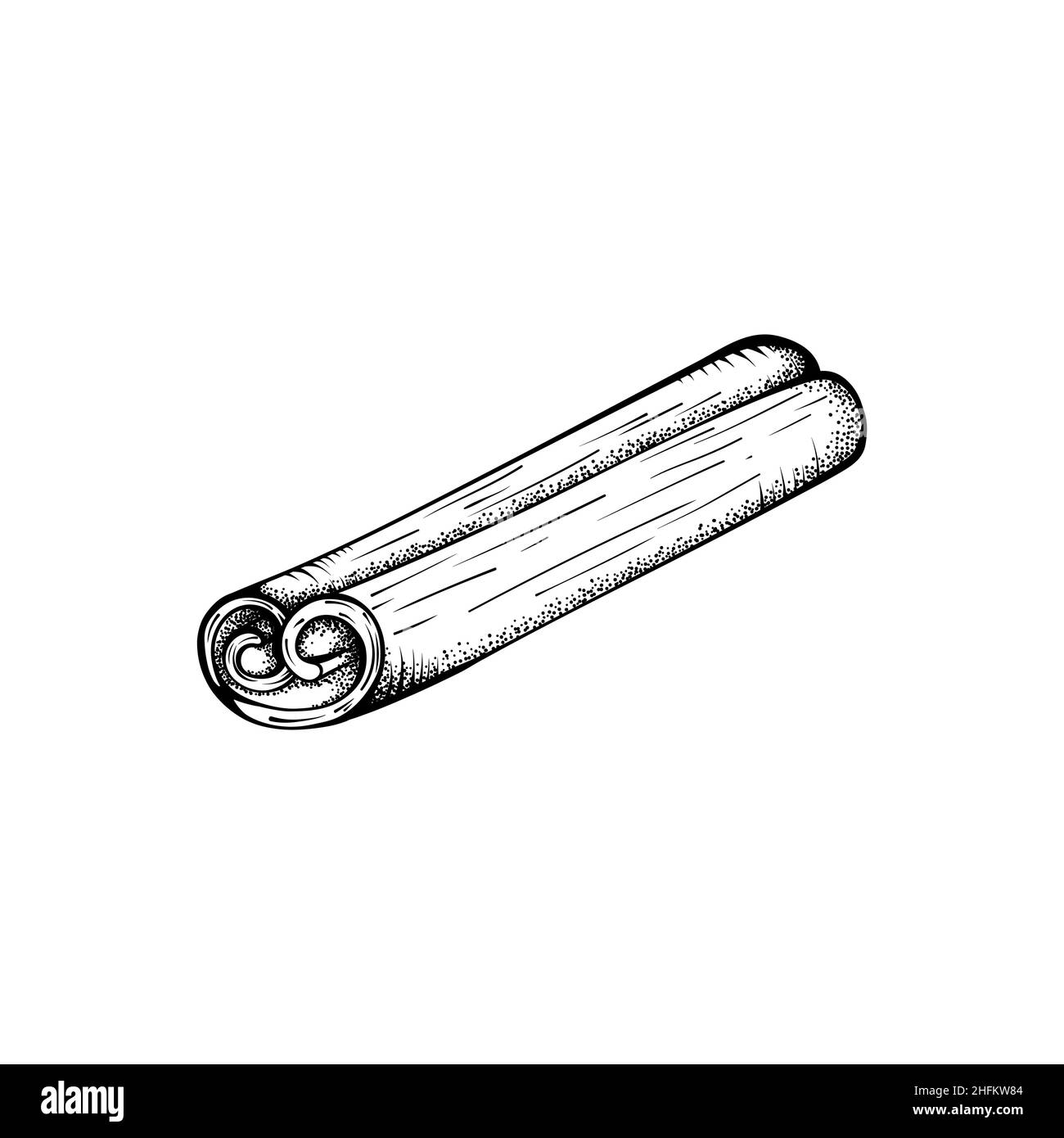 Black Engraved cinnamon Graphic Isolated Illustration Stock Vector ...