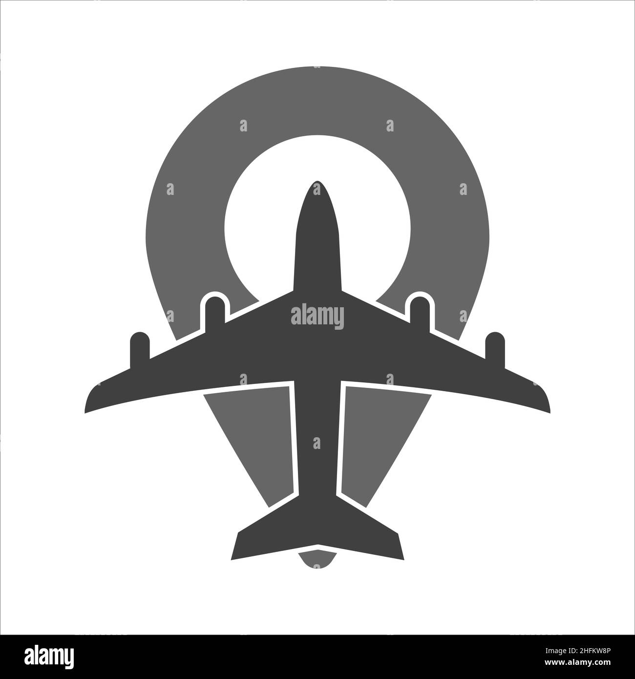 Illustration of a map mark icon with a plane Stock Vector Image & Art ...