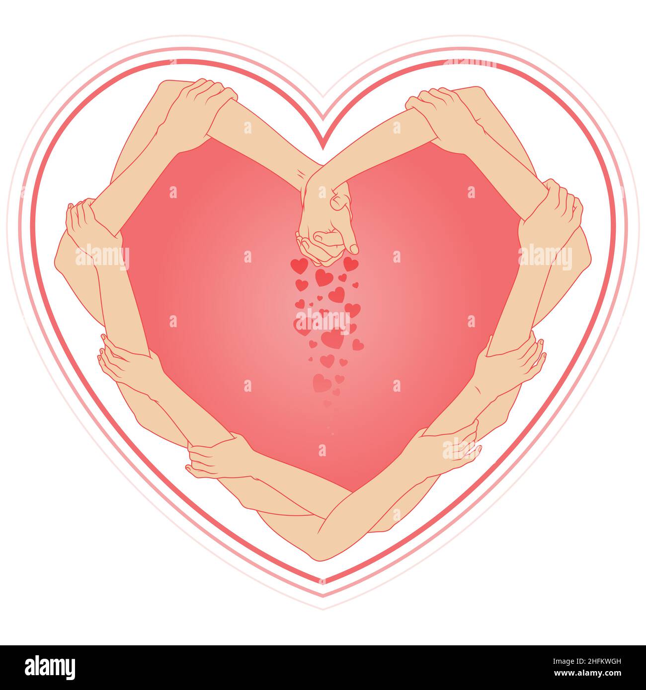 Vector design of arms forming a heart, linked arms creating a heart ...