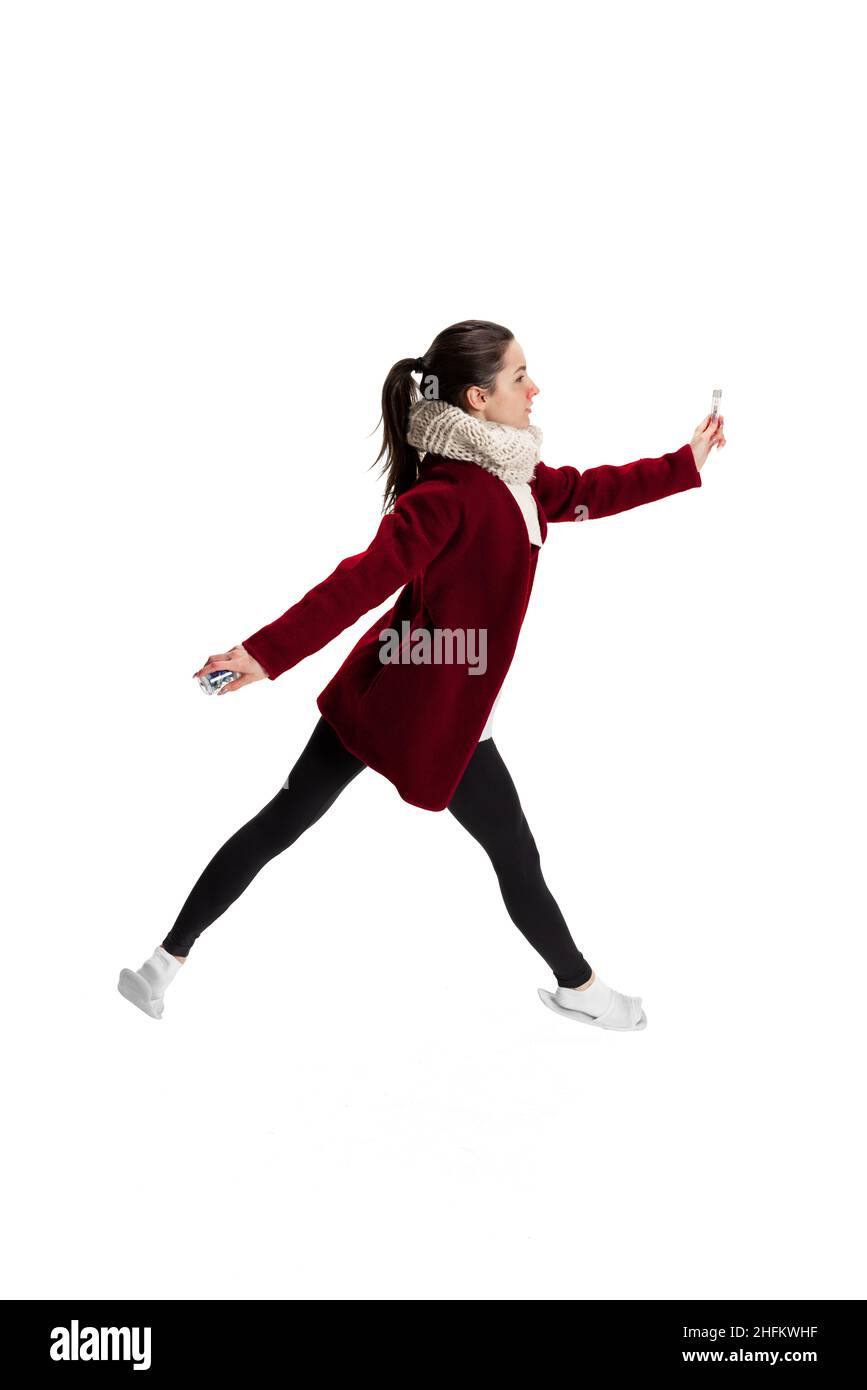 Portrait of young Caucasian girl feeling sick, has running nose ...