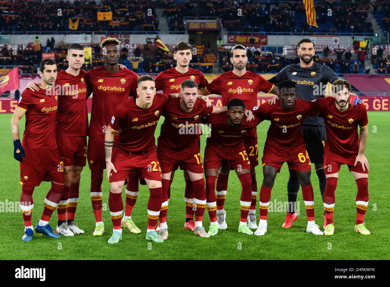 ROME, ITALY - JANUARY 16: Henrikh Mkhitaryan of AS Roma, Tammy Abraham ...
