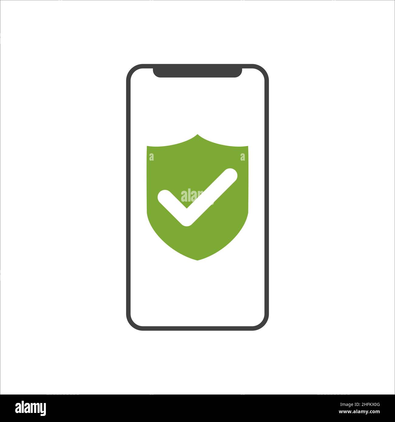 smartphone icon with green security shield Stock Vector Image & Art - Alamy