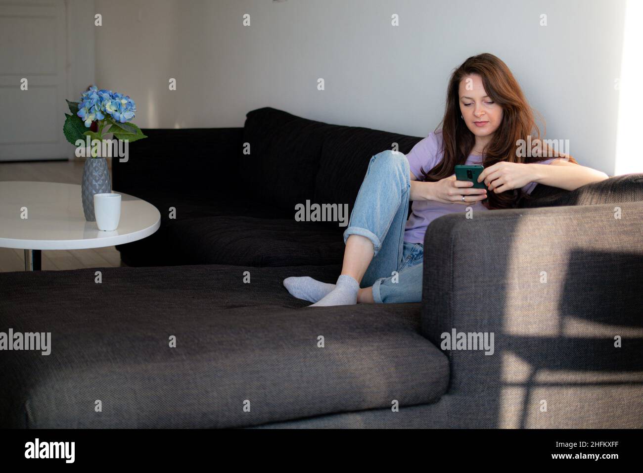 Morning routine young woman using hi-res stock photography and images ...