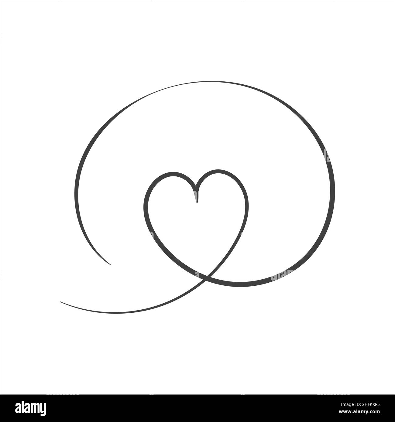 Abstract Line Art Heart Heart. Abstract Love Symbol. Continuous Line