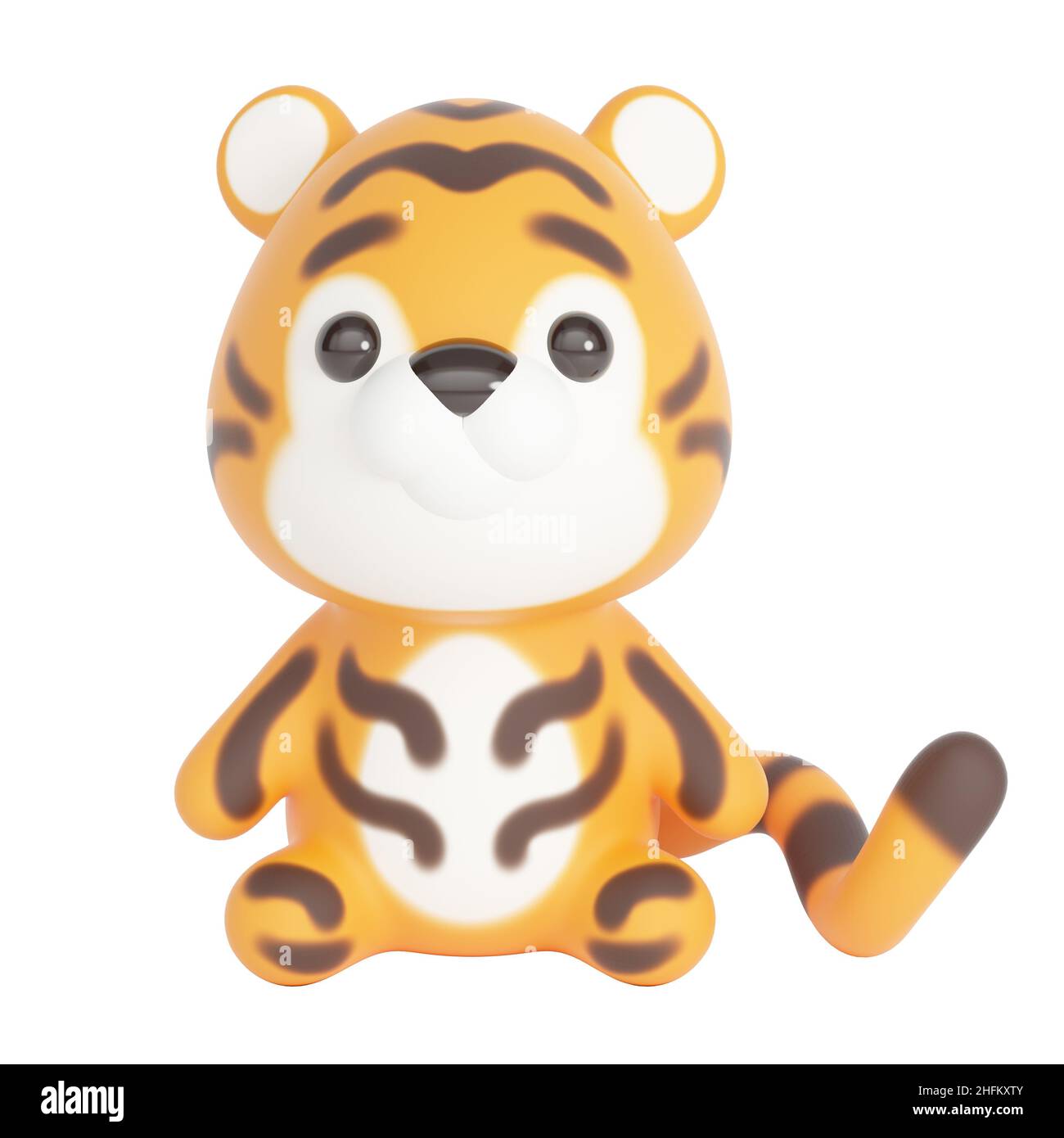 Tiger sitting isolated on white background. 3d rendering Stock Photo ...