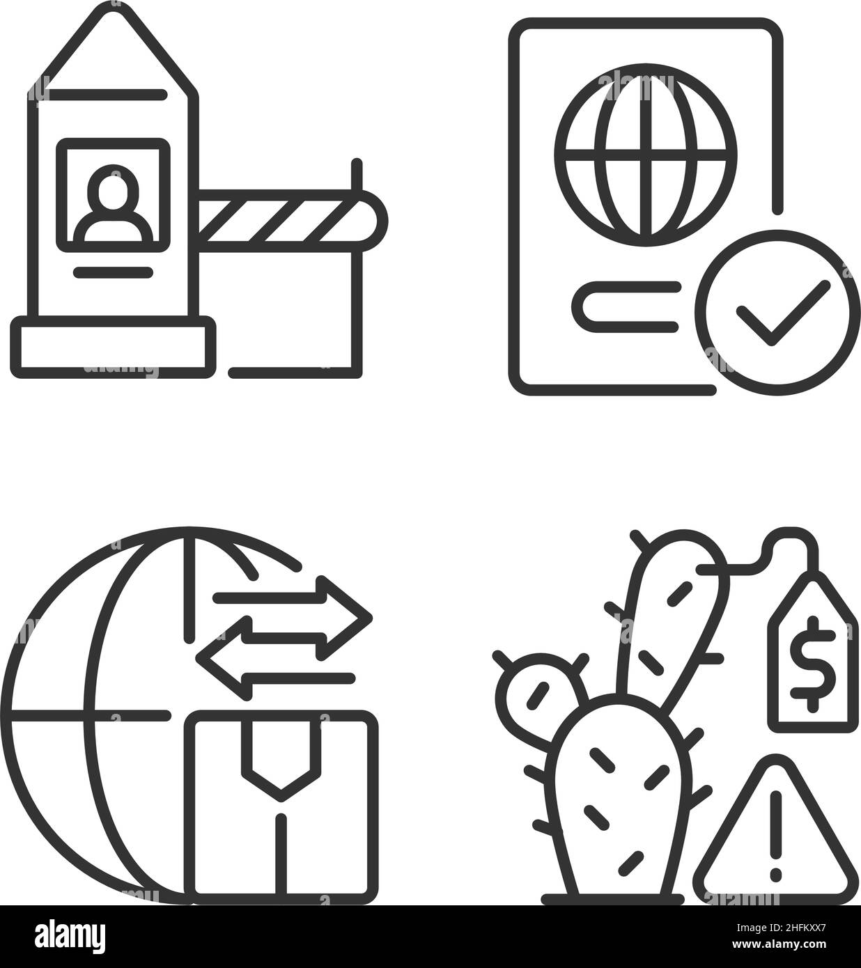 Borders control measures linear icons set Stock Vector Image & Art - Alamy