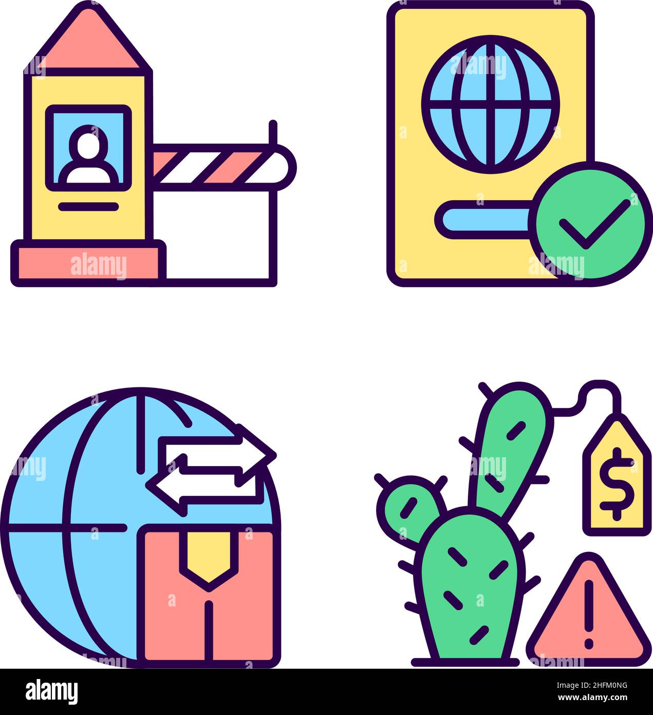 Borders control measures RGB color icons set Stock Vector Image & Art ...